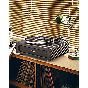Record Player High Fidelity Turntable for Vinyl Records Built-in 4 Stereo Speakers All-in-One Vinyl Player Belt Drive Turn table with MM Cartridge ATN-3600L Stylus 33 45 Speed Bluetooth Classic Black