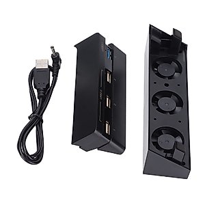 Kafuty-1 Cooling Fan and USB Hub Combination Kit for PS4 Slim Console System,4-Port USB 3.0 Adapter Splitter,Automatic Temperature Sensor Controlled Cooler,for Playstation 4 Slim