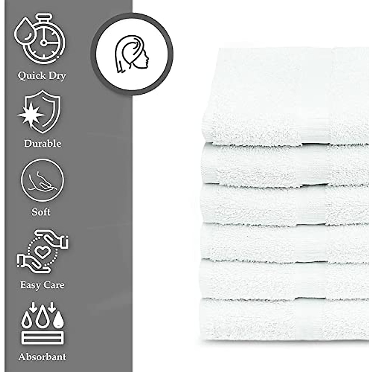 GOLD TEXTILES Bulk Bath Towels White 12 Pack (22x44 Inches) Economy Light Weight Easycare