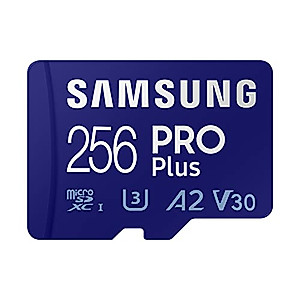 SAMSUNG PRO Plus + Adapter 256GB microSDXC Up to 160MB/s UHS-I, U3, A2, V30, Full HD & 4K UHD Memory Card for Android Smartphones, Tablets, Go Pro and DJI Drone (MB-MD256KA/AM)