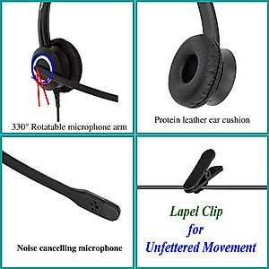 Avaya Headset HD Voice with HIS Adapter Compatible with Avaya 1600, 9600, J100 Series IP Phones Model, Plus 3.5mm Adapter (Monaural)