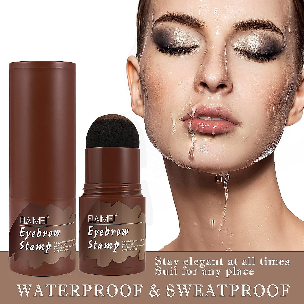 God Blomster Eyebrow Stamp Stencil Kit, Eyebrow Stamp Kit Waterproof, Eyebrow Stamp Makeup Tools with 24 Reusable Eyebrow Stencils, Eyebrow Pen Brush and Eyebrow Trimmer (Dark Brown)