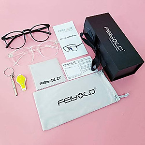 FEIYOLD Blue Light Blocking Glasses Women/Men,Retro Round Anti Eyestrain Computer Gaming Glasses(2Pack)