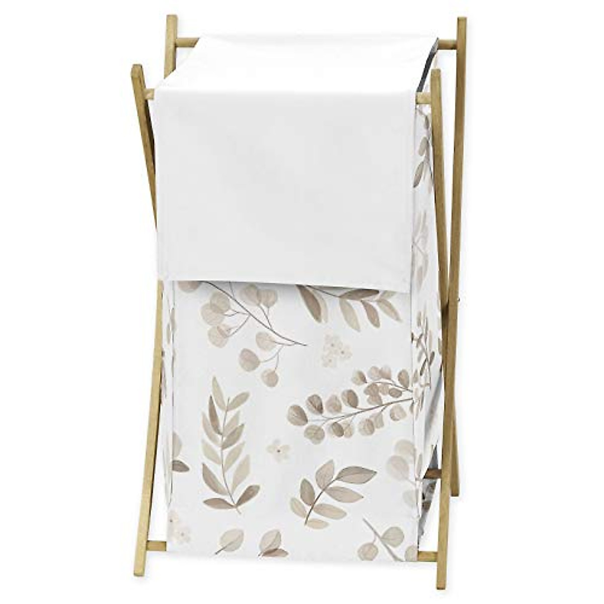 Sweet Jojo Designs Floral Leaf Baby Kid Clothes Laundry Hamper - Ivory Cream Beige Taupe and White Gender Neutral Boho Watercolor Botanical Flower Woodland Tropical Garden