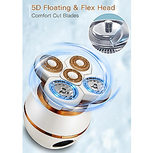 Electric Razors for Womens Legs, 5D Women Facial Hair Removal, Rechargeable Face Shaver for Bikini Face and Body, 5 in 1 Wet and Dry Hair Trimmer, Waterproof, Painless Hair Remover