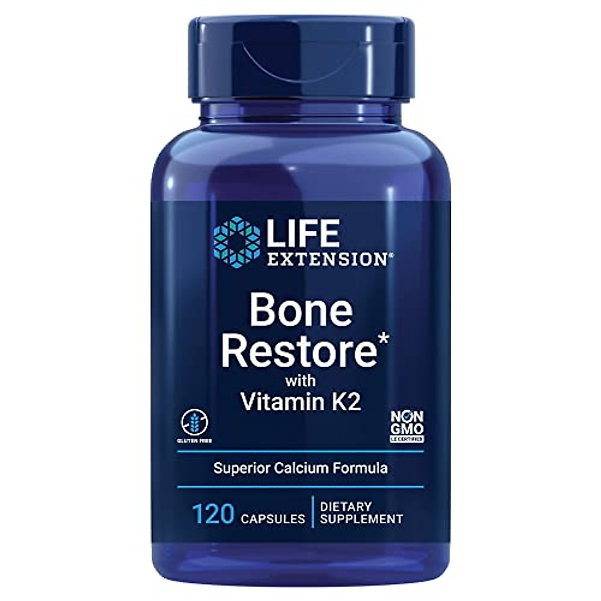 Life Extension Bone Restore with Vitamin K2 - For Bone Health & Strength - Calcium, Vitamins D3, Magnesium, Boron, Zinc & Silicon - Non-GMO, Gluten-Free -120 Capsules