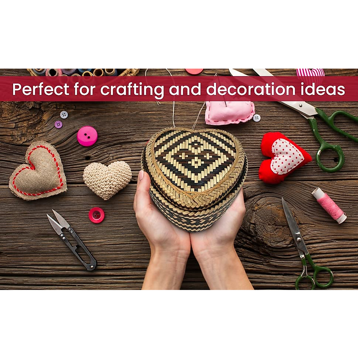 Thai kra-tip sticky rice heart shape (extra small) bamboo basket handmade steamers cookware - 5 inch for home decoration, restaurant or collectible item