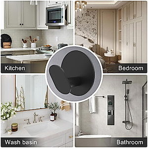 Bntuk Adhesive Hooks, 4 Pack Towel Hooks Wall Hooks for Bathroom, Kitchen - Bath Robes Coat Hook for Hanging(Matte Black, Stainless Steel)