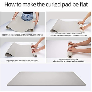 YSAGi Multifunctional Office Desk Pad, Ultra Thin Waterproof PU Leather Mouse Pad, Dual Use Desk Writing Mat for Office/Home (31.5" x 15.7", Grey)