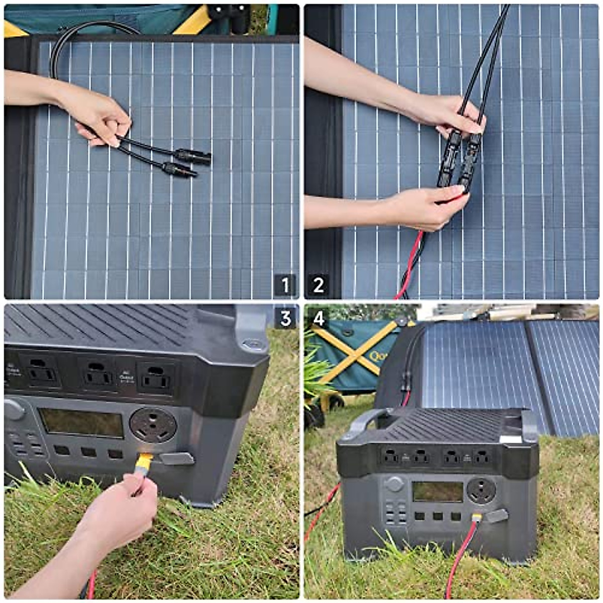 ALLPOWERS MC-4 Female and Male Connector to XT60 Adapter Cable, Compatible with All MC-4 Output Solar Panels and ECO River/Delta Solar Generators (XT60 Input)