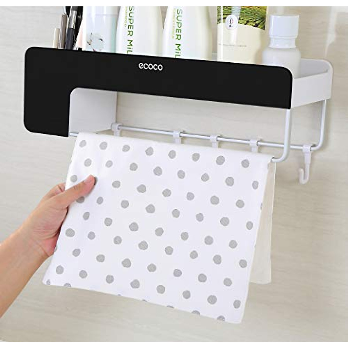 iHEBE Adhesive Bathroom Shelf Storage Organizer Wall Mount No Drilling Shower Shelf Kitchen Storage Basket Rack Shelves Shower Caddy