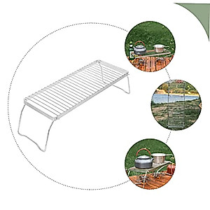 BESPORTBLE Burner Support Portable Camping Grill Grilling Sets for Outdoor Grill Griddle for Gas Grill Over Fire Cooking Grate Charcoal Grill Grate Bbq Grill Grate Outdoor Supply Stove Silver