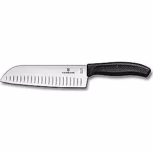 Victorinox-Swiss-Army-Cutlery Fibrox Pro Santoku Knife, Granton Edge, 7-Inch