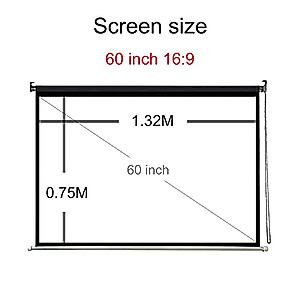 Annibells Manual Pull Down Projector Screen 60inch Video Projection Screens Outdoor Indoor Easy to Install 3D 4K 16:9/4:3 HD Movie Screen for Home Party Office Gaming-16:9