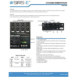 SIRS-E DMX-DIM4 4 Channel DMX Dimmer Pack Double Output