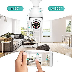 plencell Light Bulb Camera, 1080P Light Bulb Surveillance Camera, Wireless 2.4GHz WiFi Light Bulb Surveillance Camera, 360° Home Surveillance Camera Light Bulb,Can be Used Indoors and Outdoors