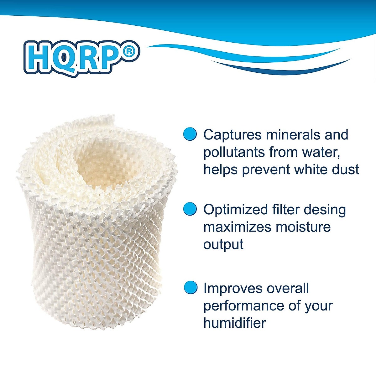 HQRP 2-Pack Wick Filter Compatible with Kaz 3000, 3300, 3400, EV710 Evaporative Humidifers, WF1 WF-1 Replacement