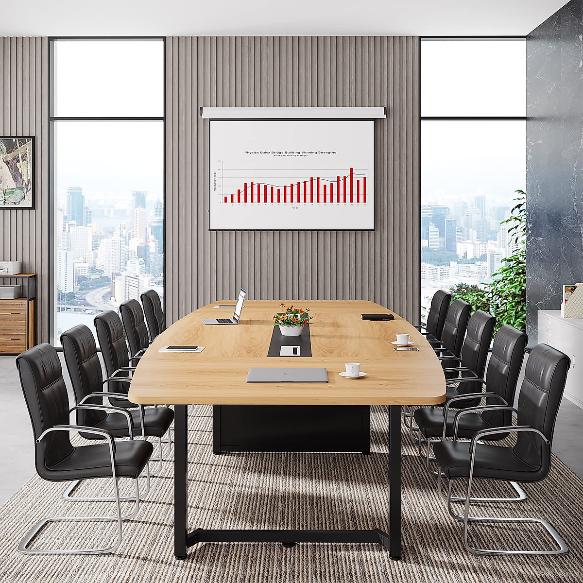 Tribesigns 8FT Conference Table, 94.5L x 47.2W inch Large Meeting Table, Modern Rectangular Seminar Table for Office Meeting Conference Room, Metal Frame