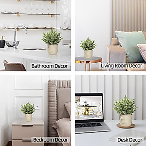 Hopewood Faux Plants, Fake Plants Eucalyptus Potted for Home Office Desk, Artificial Eucalyptus with a Weave Basket for Indoor Greenery Tabletop