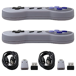 USonline911 2 Pcs 2.4GHz Wireless Gamepad Controller For Super Nintendo NES & SNES classic mini Wireless Console controller joystick games