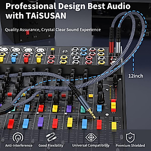 TAISUSAN 1/8 Stereo to Dual 1/4 Mono Cable 15ft, 3.5mm to Dual 1/4 Cable, 1/8 inch TRS Stereo to Dual 1/4 inch Splitter
