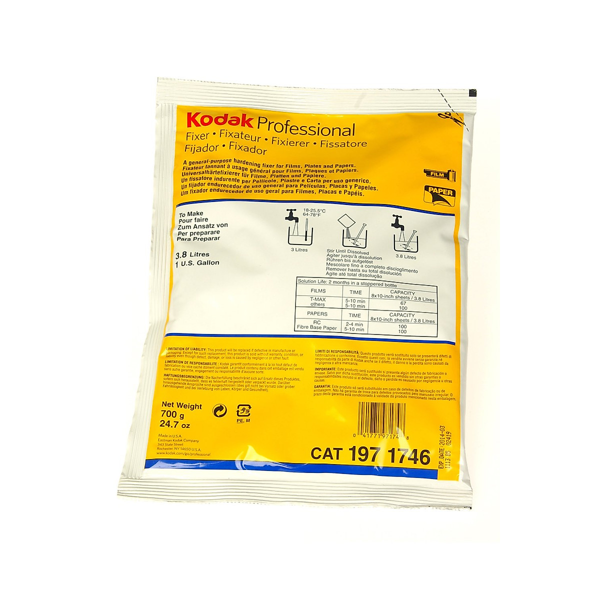 Kodak Professional Fixer for Black & White Film and Paper | Powder - To Make 1 Gallon