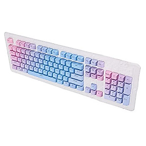 SNOQ Keyboard Keycaps, 104 Keys Gradient Color Translucent Pink Blue Pudding Keycaps, PBT Material Ergonomic Design Computer Keycaps Keyset for Mechanical Gaming Keyboard