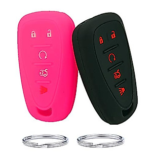 KAWIHEN Silicone Key Fob Cover Compatible with 2016-2020 Chevrolet Chevy Malibu Camaro Cruze XL8 Volt Blazer Traverse key fob case cover HYQ4EA HYQ1AA