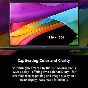 Acer Swift Go 16 Thin & Light Laptop | 16" 1920 x 1200 100% sRGB 400nit Display | Intel Core i5-1335U | Intel Iris Xe Graphics | 8GB LPDDR5 | 512GB Gen 4 SSD | Intel WiFi 6E AX211 | SFG16-71-52SD