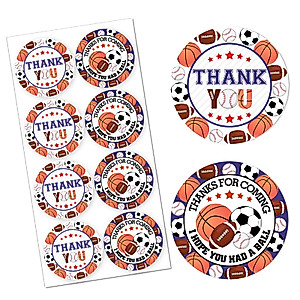 Sursurprise Sports Stickers All Star Thank You Circle Labels Sports Themed Birthday Party Favors 2 Inch 48 Pack