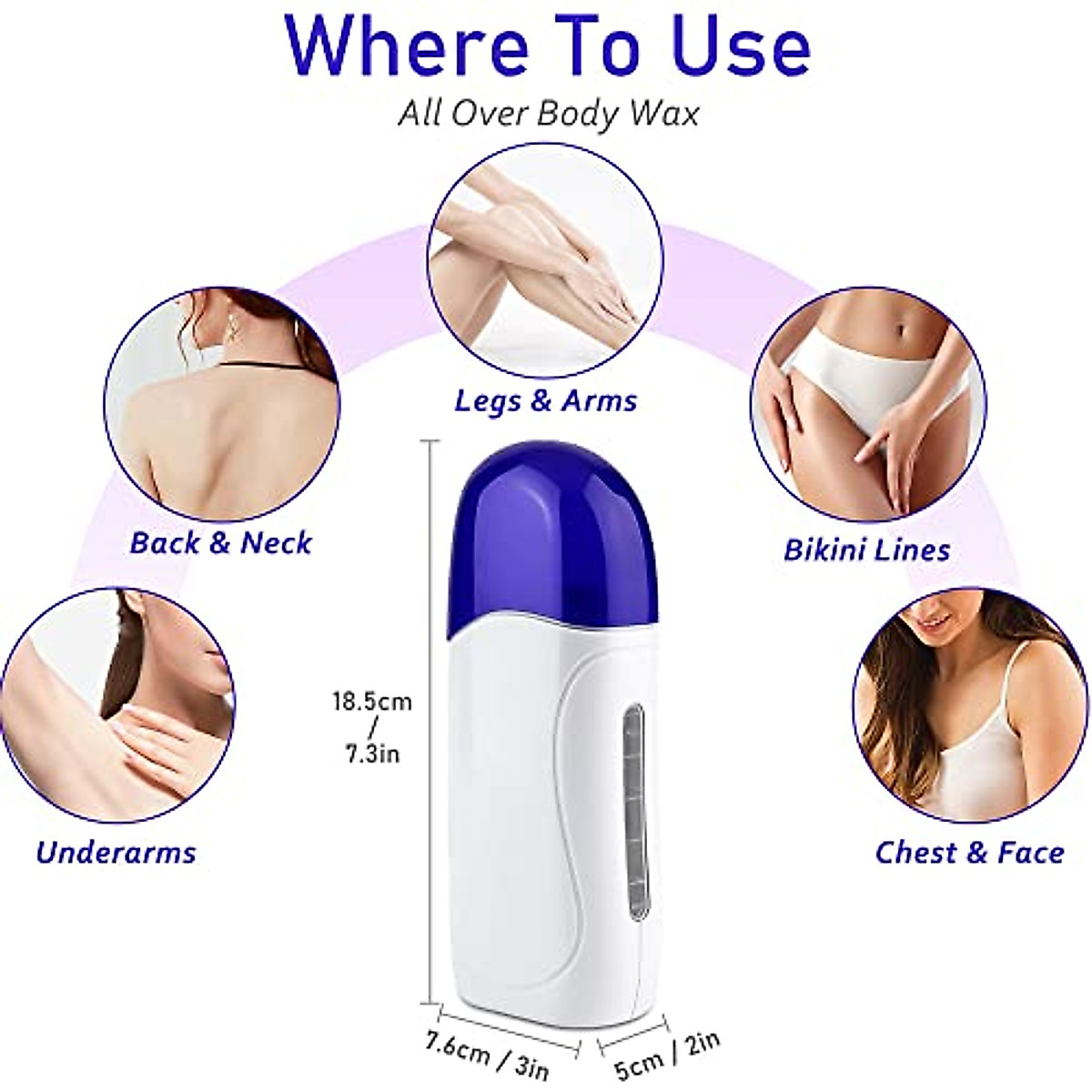Roll on Wax Warmer for Hair Removal, Portable Wax Roller Heater, JAYWAYNE Electric Depilatory Waxing Roller for Men Women Waxup Roller for Travel, (Only Roller)