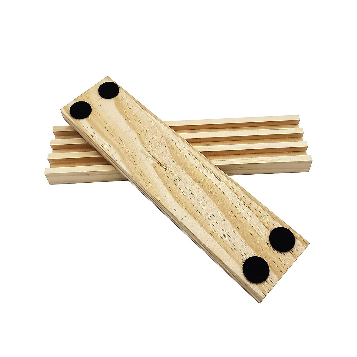 JUNWRROW Premium Pinewood Domino Racks/Trays - Set of 8 for Mexican Train Dominoes, Chickenfoot Dominoes and Other Domino Games - Dominoes NOT Included