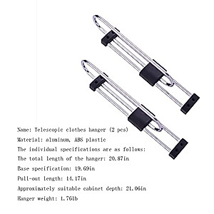 Pull-Out Heavy Duty Retractable Closet Storage Rack Extender Valet Rod Rail Towel Hanger,Hanging Adjustable Wardrobe elescopic Rail Closet Hangers (13.8 inch Hanger Movable Pants Rack) 2 Pieces