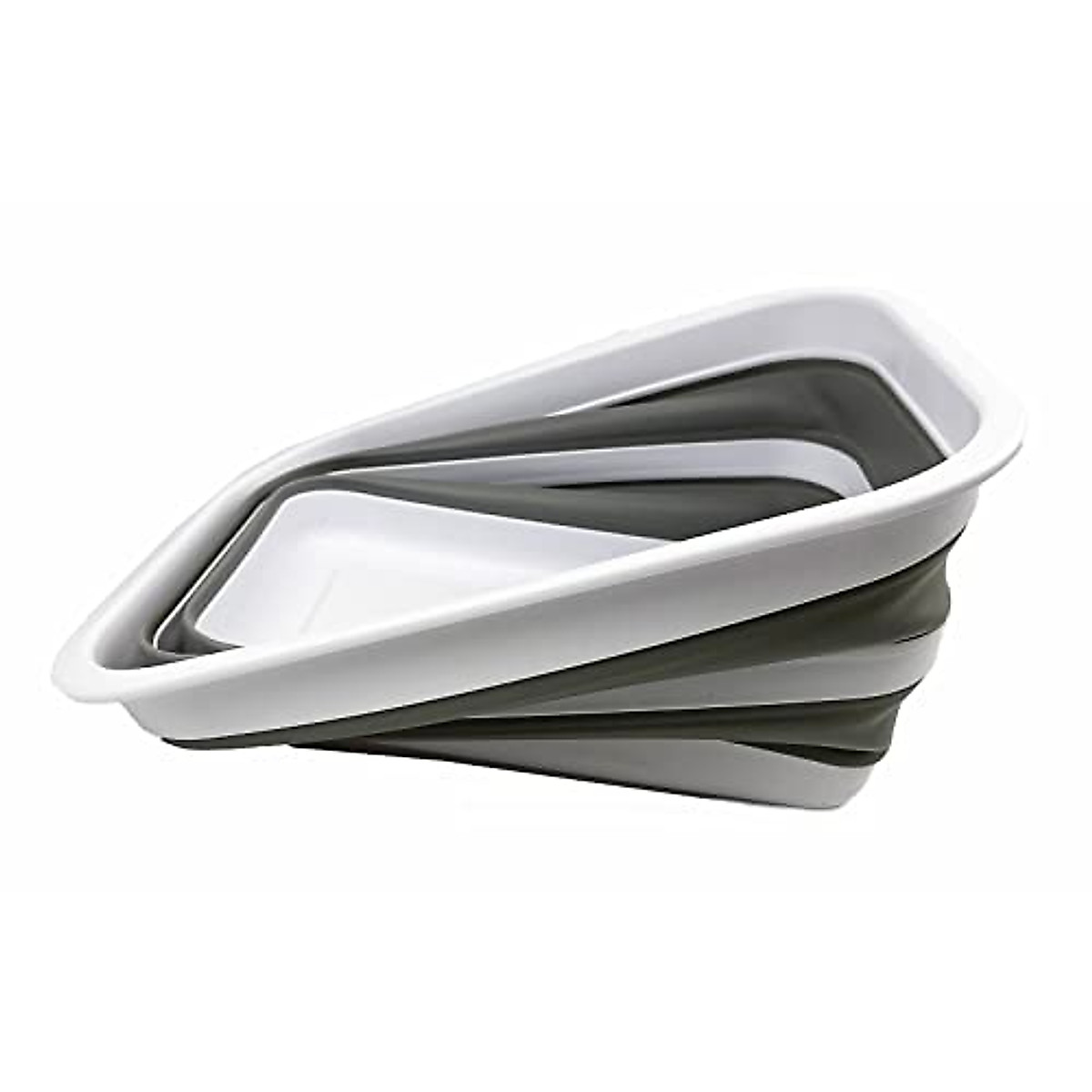 SAMMART 12L (3.17Gallon) Collapsible Tub - Portable Outdoor Picnic Tray - Portable Washing Basin - Space Saving Plastic Washtub (White/Grey)