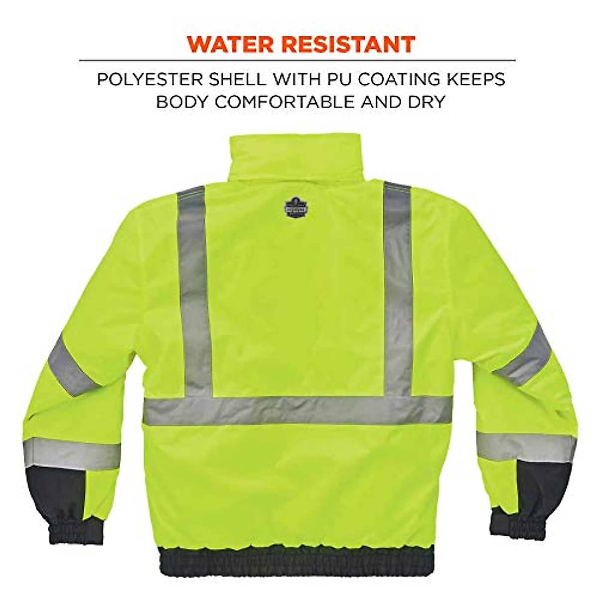 Ergodyne Unisex Adult Hi Vis Safety GloWear 8377 Type R Class 3 Lime Quilted Bomber Jacket, Medium, Lime, Medium US