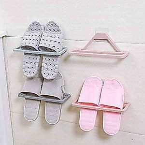 MFCHY Wall-Mounted Shoes Rack Plastic Shoes Holder Storage Organizer Dormitory Province Space Wall Slippers Shelf Home Simple Paste Shoe Storage Rack (Color : Black)