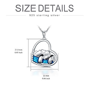 LONAGO Penguin Necklace 925 Sterling Silver Antarctic Penguin Heart Pendant Necklace Gift for Women