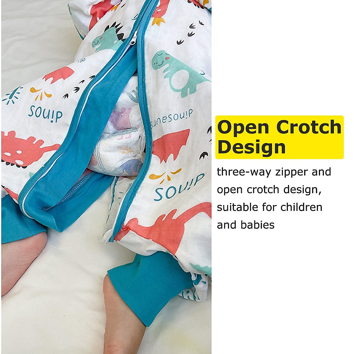 ZIGJOY Baby Sleep Sack with Legs 1.0 TOG Cotton Zipper Wearable Blanket Detachable Sleeve Toddler Sleeping Bag for Spring Autumn