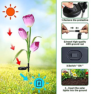 Tulip Solar Garden Lights, Christmas Yard Decorations Solar Flower Lights, Artifitical Solar Tulip Flower Lamp for Garden Patio Yard Pathway Decoration (2 Pack, Purple Tulip)
