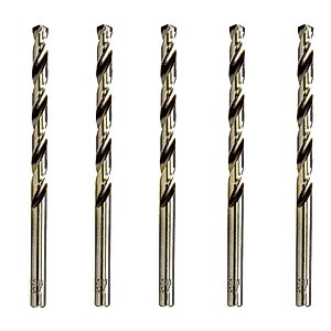 MAXTOOL 1/16" 5pcs Identical Jobber Length Drills HSS M2 Twist Drill Bits Fully Ground Bright Straight Shank Drills; JBF02W13R04P5