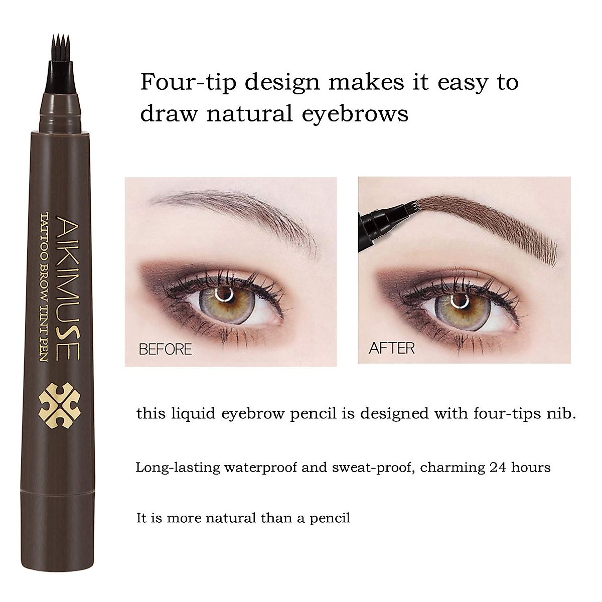 Lusucat Liquid Eyebrow Pen Waterproof Microblading Eyebrow Pencil with a Micro-Fork Tip Applicator Creates Natural Looking Brows Effortlessly