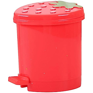 CALLARON Desktop Trash Can Bedroom Garbage Can Cutecore Countertop Trash Cans Trash Recycling Containers Kids Wastebasket Kawaii Table Top Trash Can Office Plastic Compost Bin Strawberry