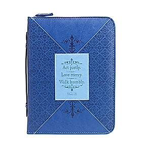 Act Justly Love Mercy Walk Wrap Patch Blue X-Large Faux Leather Bible Cover