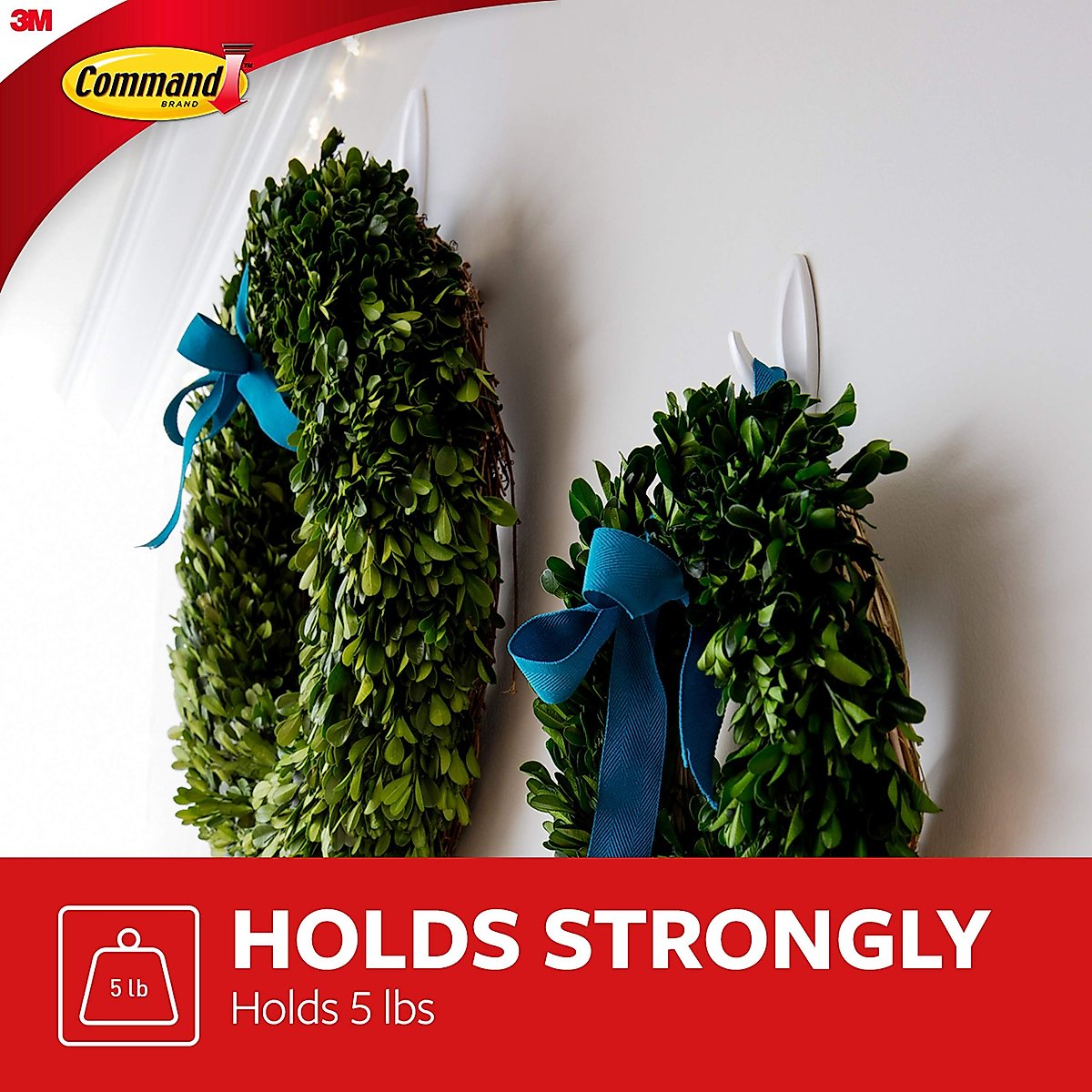 Command Large Designer Hooks, Holds up to 5 lb, 16 Wall Hooks with 24 Command Strips, Organize Damage-Free, No Tools Wall Hooks for Hanging Decorations in Living Spaces