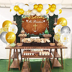 50Pcs Mi Bautizo Balloons Cross and Dove Balloons for Baptism Decorations Christening First Communion Mi Bautizo Decorations Baby Shower