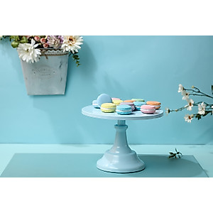 LIFESTIVAL Set of 3 Blue Cake Stand Round Metal Dessert Table Stands Display Plate for Party Wedding Birthday Baby Shower Celebration Home Decoration