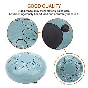 Steel Tongue Drum, 6 Inches 8 Notes Percussion Instrument Alloy Steel Material 8-Tone Natural Range Manual Cutting Steel Tongue Drum Kit With Drum Bag, Drumstick, Finger Cot and Music Book
