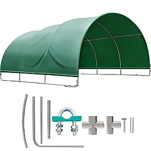 VEVOR Livestock Shelter, 9.9'x 10'x 5.5' Corral Shelter, Steel Metal Corral Panel Shelter, Waterproof Corral Panels for Horses and Other Livestock, Animal Shelter with PVC Cover and Galvanized Pipe