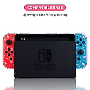 RHOTALL Cute Case Compatible with Nintendo Switch, Kawaii Accessories for Switch, Glitter Crystal Clear Cover for Switch and Joy Con Controller with 2 Glitter Thumb Grips - Cherry Blossoms