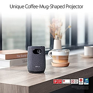 ASUS ZenBeam Latte L1 Portable LED MiniSmart Wi-Fi Projector 300Lumens, Native 720PHD, Harman Kardon 10W Bluetooth Speaker, 3-Hour Video Playback, Wireless Projection, HDMI, Remote Control, AptoideTV